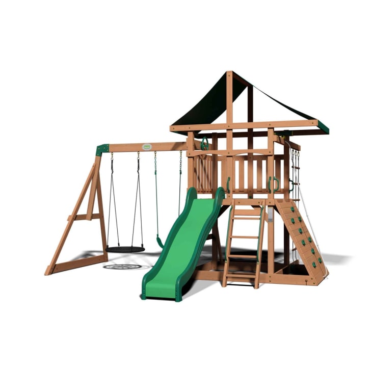Spielturm mit Rutsche, Schaukel, Kletterwand aus Holz Grayson peak ...