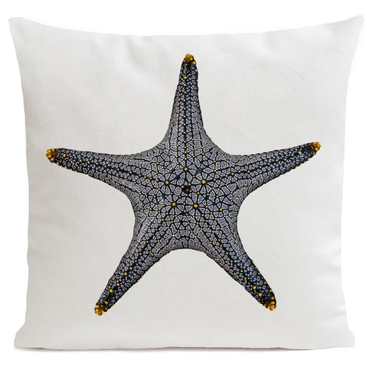 Coussin poisson bord de mer suédine blanc 40x40cm | Maisons du Monde