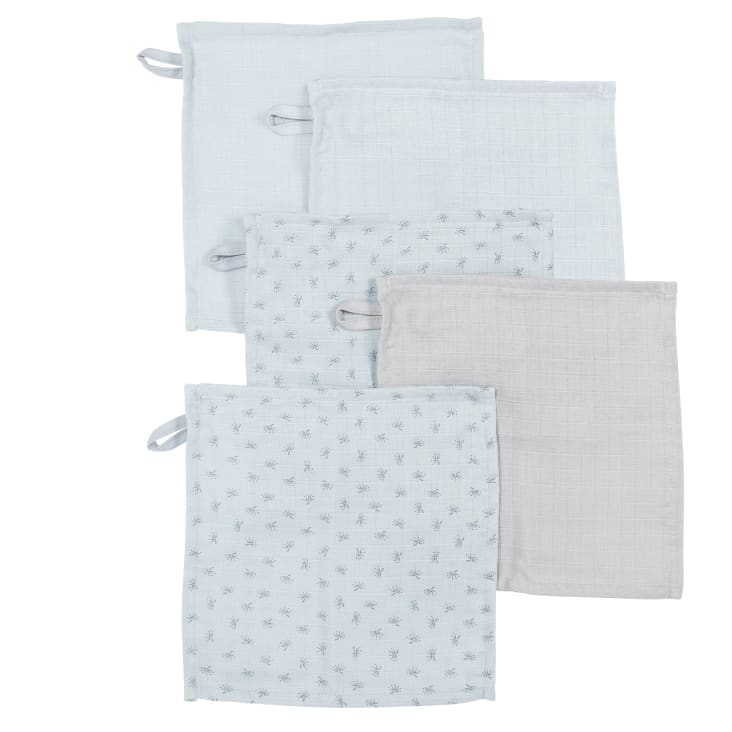 Waschlappen 5er Set aus Bio-Baumwolle 25 x 25 cm - Blau LIL PLANET ...