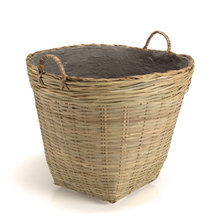 Pot de fleur rond D60 en bambou naturel avec anses Hans | Maisons du Monde