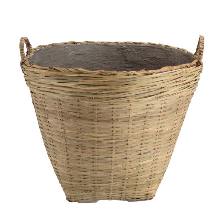 Pot de fleur rond D60 en bambou naturel avec anses Hans | Maisons du Monde