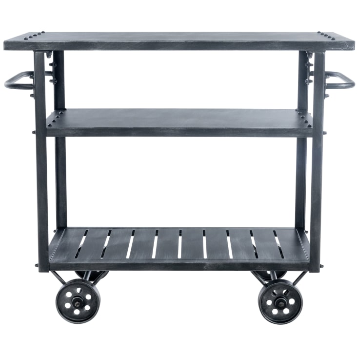 Chariot de service industriel avec roulettes en métal Argent antique ...