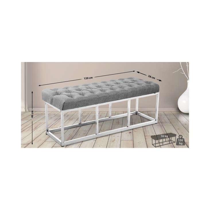 Sitzbank mit Edelstahlgestell Ploster aus Stoff grau Amun | Maisons du ...