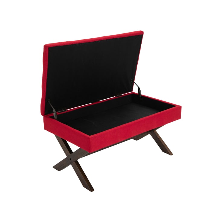 Sitzbank mit Holzgestell Polster aus Stoff rot NAMARO | Maisons du Monde