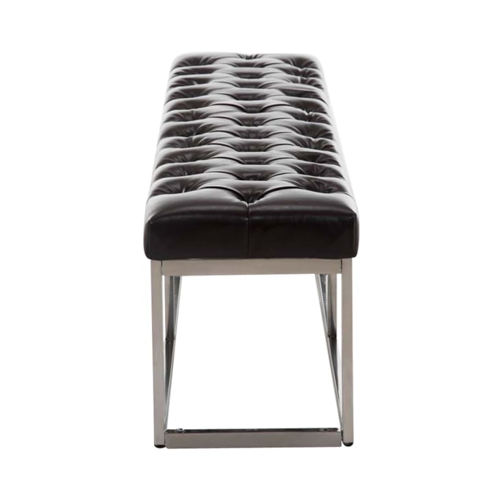 Sitzbank mit Edelstahlgestell Ploster aus Kunstleder braun Amun ...