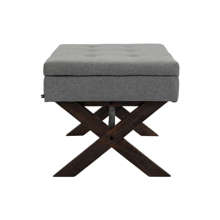 Sitzbank mit Holzgestell Polster aus Stoff grau NAMARO | Maisons du Monde