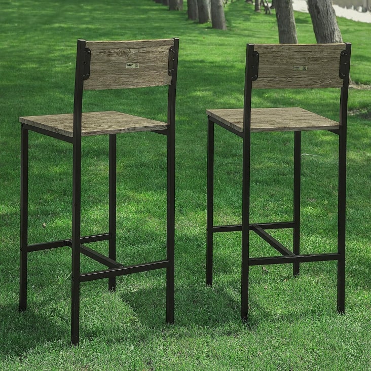 Taburetes x2 con respaldo paea comedor metal color natural | Maisons du ...