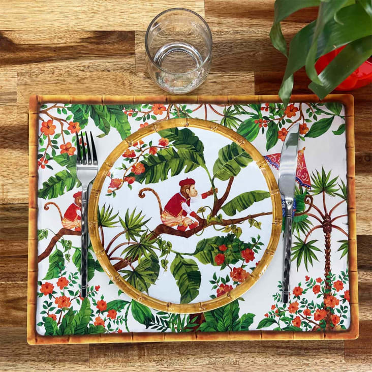 Mantel individual (40 x 30 cm) set de 6 - tema monos de bali Singes de ...