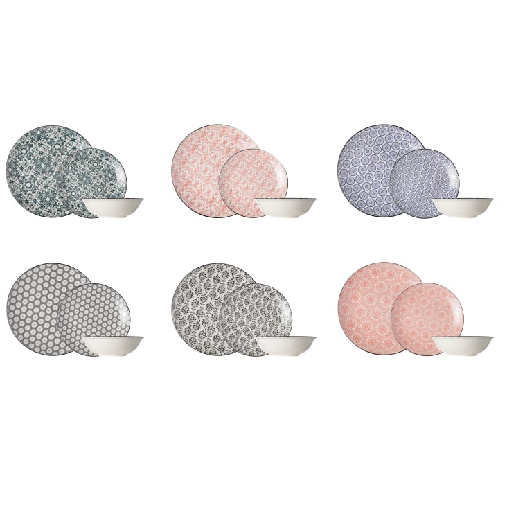 Tafelservice aus Steingut, mehrfarbig, 18 telig DELIRIO | Maisons du Monde