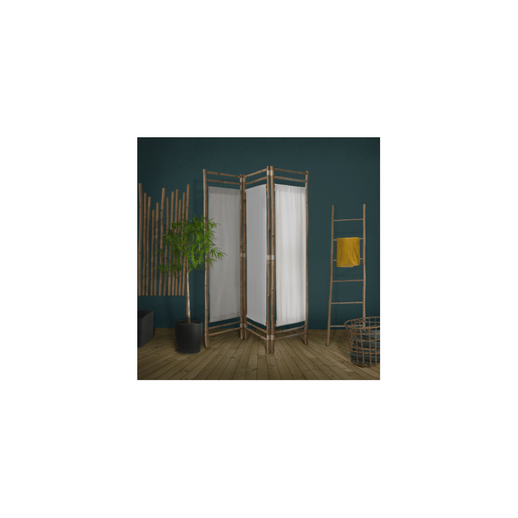 Biombo interior de polialgodón y bambú blanco 160x120cm HANOÏ | Maisons ...