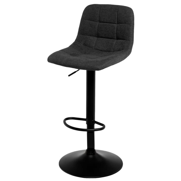 Taburete elevable con asiento gris oscuro y patas negras. Khunta | Maisons du Monde