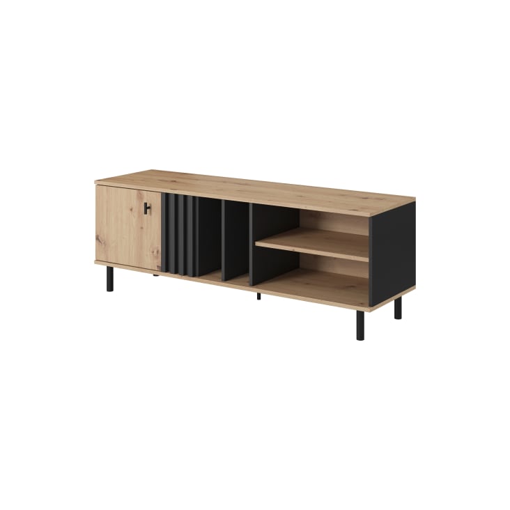 Mueble para TV efecto madera Crema y Negro MADIS | Maisons du Monde