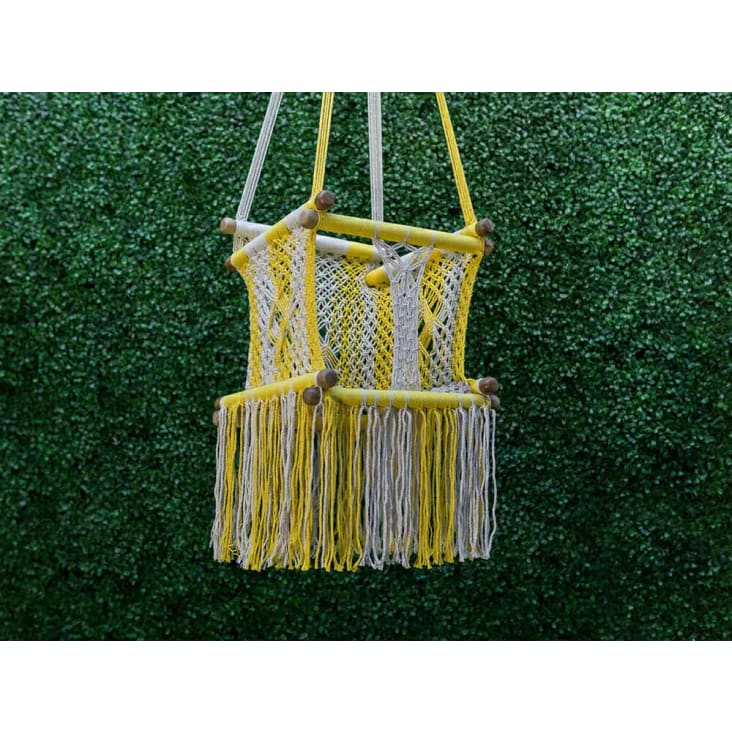 Amaca per bambini in macramè giallo e bianco | Maisons du Monde