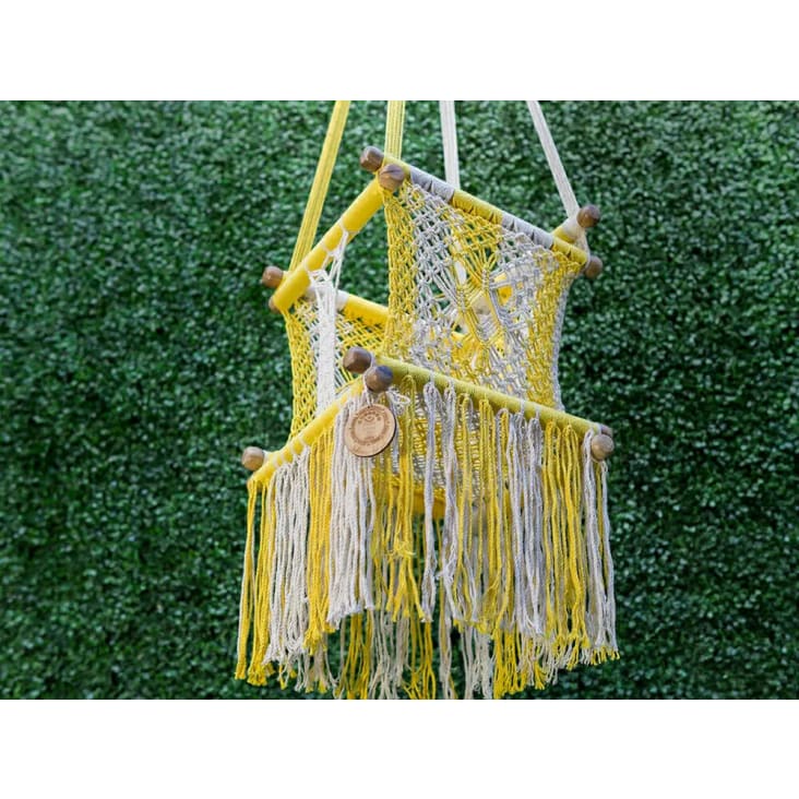Amaca per bambini in macramè giallo e bianco | Maisons du Monde
