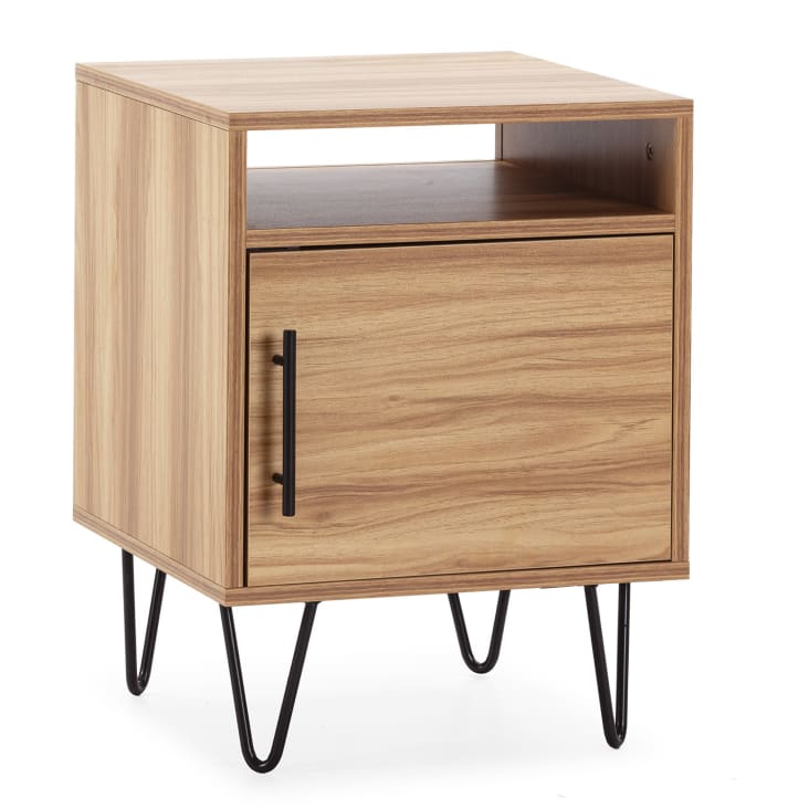 Comodino 1 anta colore legno, piedini in metallo ALMA | Maisons du Monde
