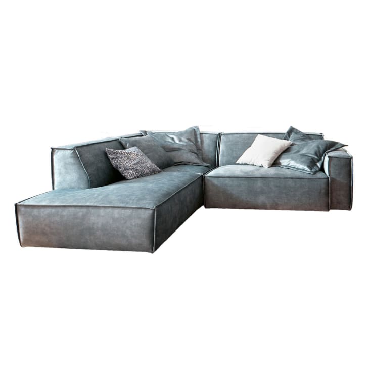 Ecksofa aus Samt, blau SAMU | Maisons du Monde