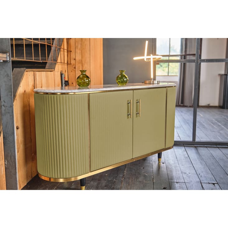 Sideboard mit Marmorplatte, olivgrün MARIA | Maisons du Monde