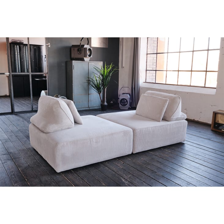 Modulares 2-Sitzer Sofa mit Kissen aus Cord, hellgrau WIOLO SOFT ...