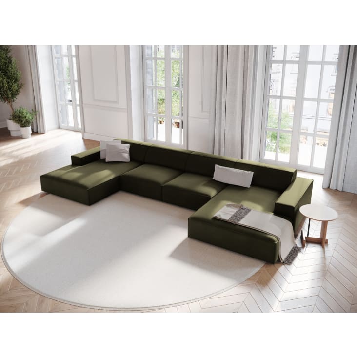 6-Sitzer Panorama-Sofa aus Samt, grün Jodie | Maisons du Monde