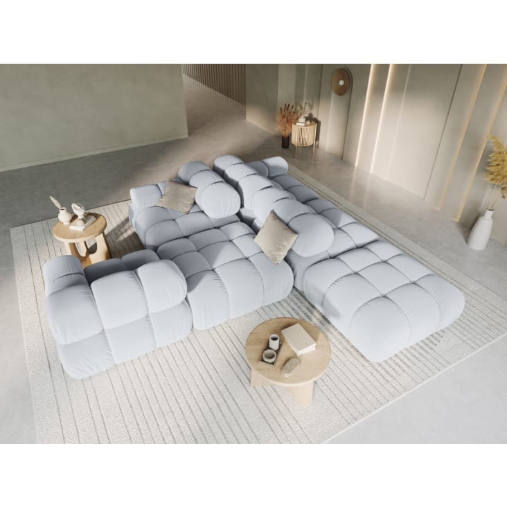 Sofá modular derecho 4 plazas de terciopelo azul claro Bellis | Maisons du Monde