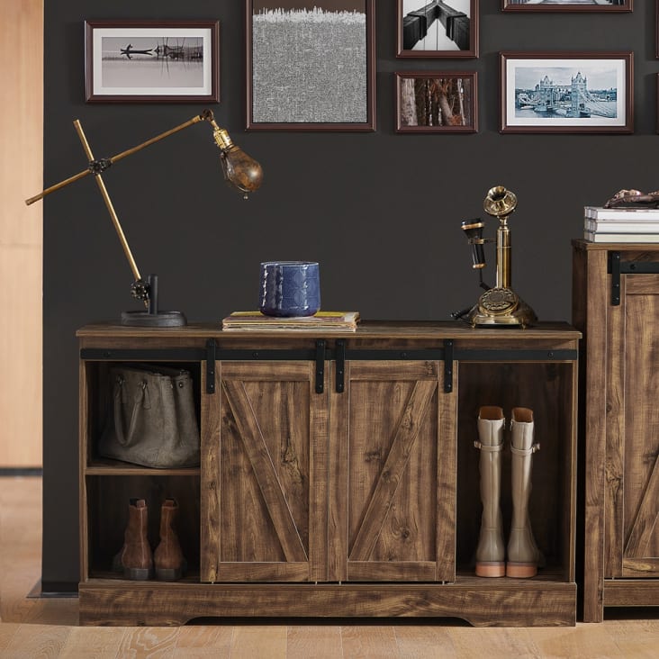 Aparador con puerta corrediza de granero madera marrón | Maisons du Monde