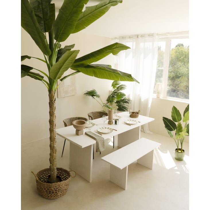 Mesa de comedor de madera maciza en tono blanco de 180x75cm Bali ...