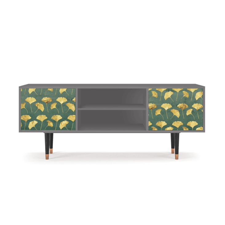 Mobile TV verde e giallo 2 ante L 170 cm GINGKO LEAVES | Maisons du Monde