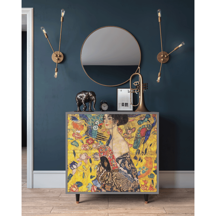 Buffet jaune 4 portes L 94 cm LADY WITH FAN BY GUSTAV KLIMT | Maisons ...