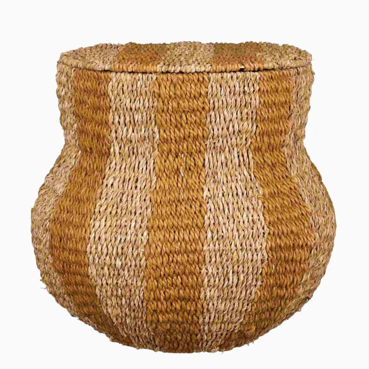 Cesta de almacenaje con tapa de yute amarillo alt. 47 Tacoma | Maisons ...