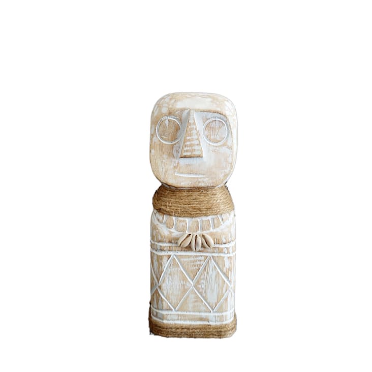 Statue décorative en bois sculpté, beige/blanc H20 cm BALIRA | Maisons ...