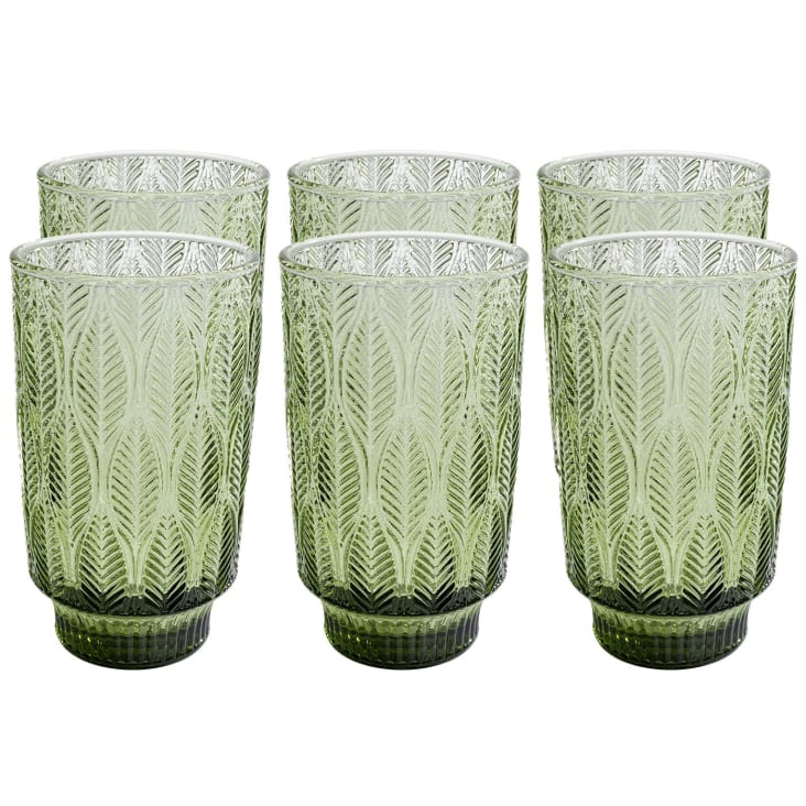Lot de 6 - Verre à eau en verre vert Fogli | Maisons du Monde