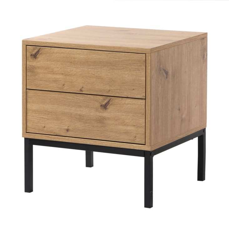 Comodino con 2 cassetti, decorazione rovere, altezza 50 cm - LENNY ...