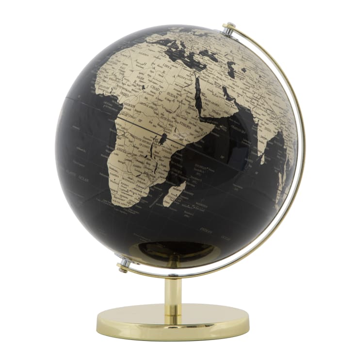 Mappamondo in pvc e base in metallo nero e dorato Ø cm 25x34 Gold ...