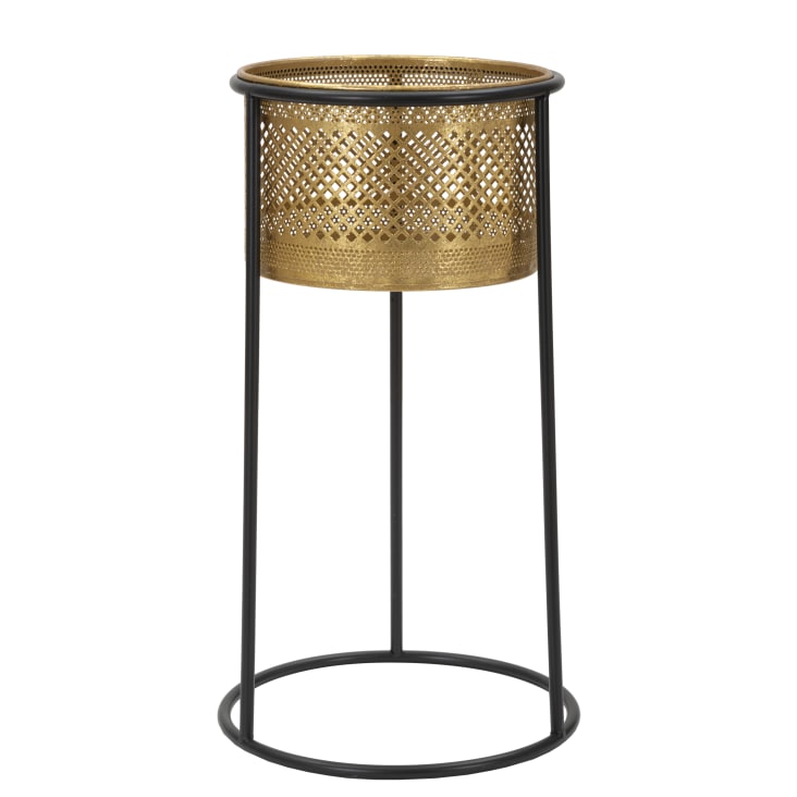 Vase en métal doré avec base noire Ø 25x50 cm Simply | Maisons du Monde