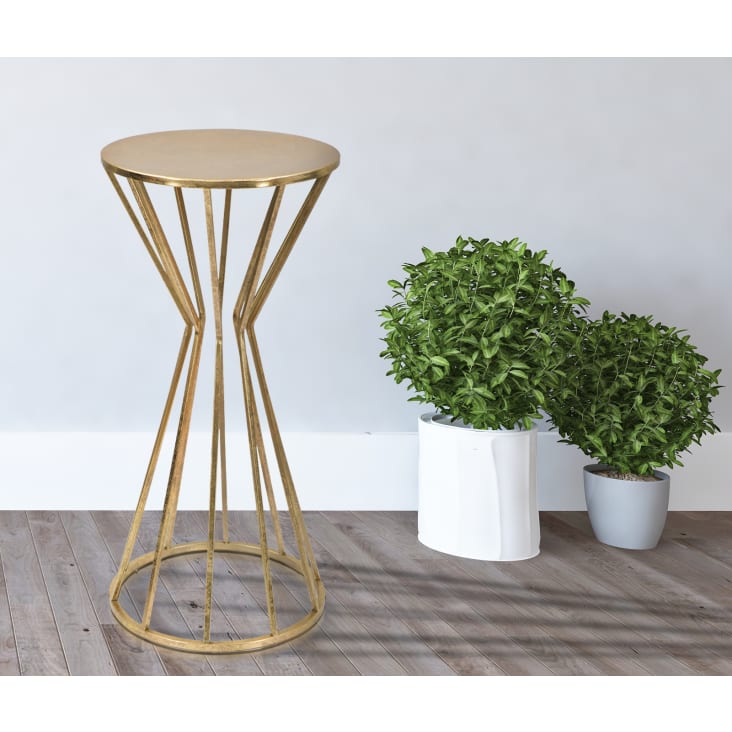 Table ronde en métal doré Ø 38x80 cm Stick | Maisons du Monde