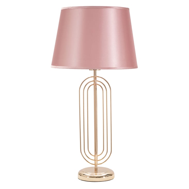 Lampada da tavolo in metallo dorata con paralume rosa Ø cm 33x64 Krista ...