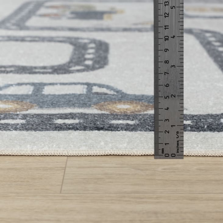 Maschinenwaschbarer Kinderteppich Autorennbahn Beige/Grau 80x150 ...