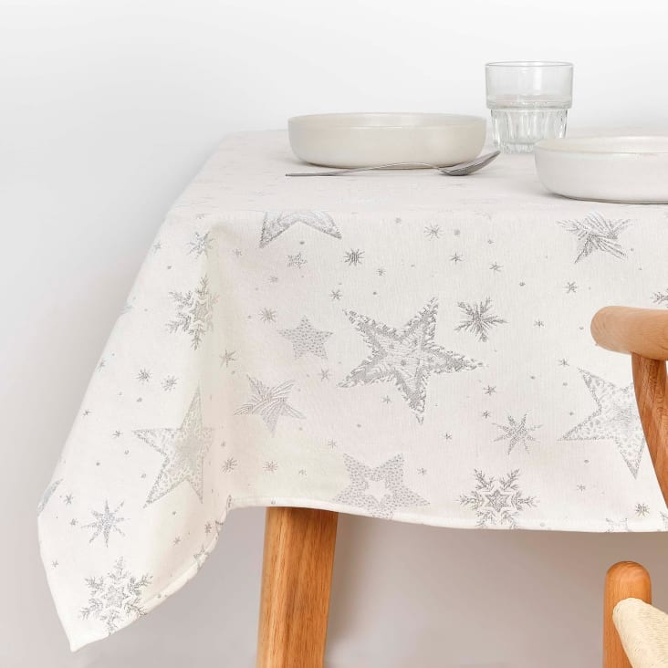 Mantel jacquard alg./pol. Blanco y plata 200x155 cm 31114A NATURAL ...