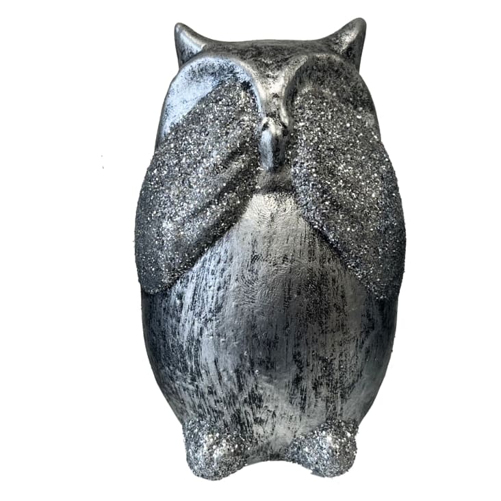 Statues en céramique trio de hiboux argent pailleté 11 cm | Maisons du ...