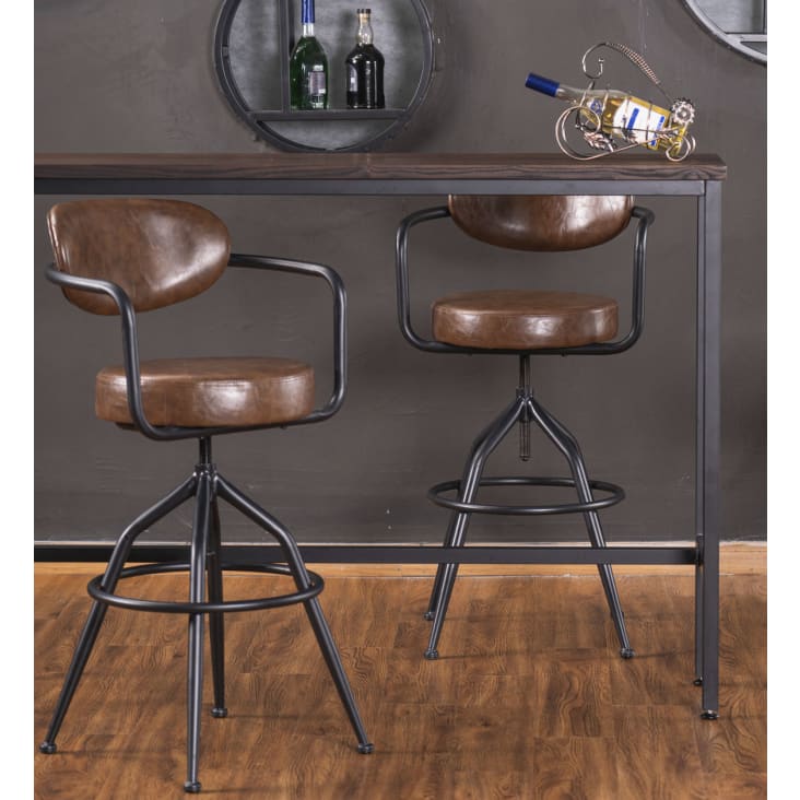 Sillón bar de hierro y piel sintética altura regulable Detroit ...