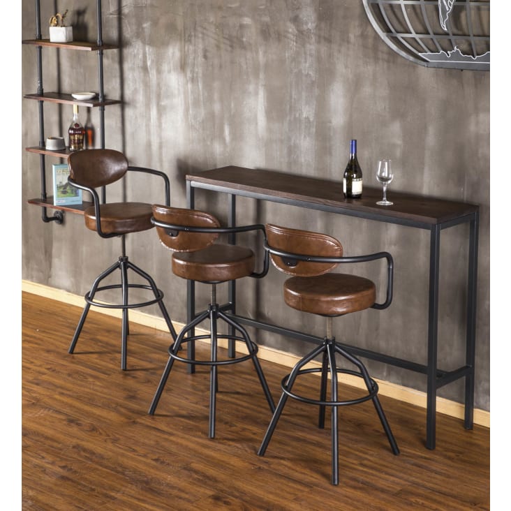 Sillón bar de hierro y piel sintética altura regulable Detroit ...