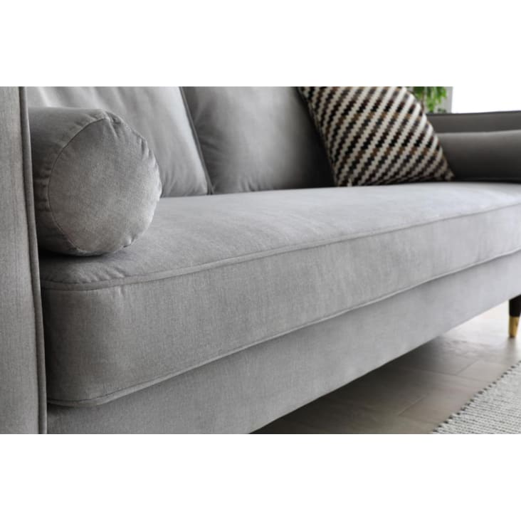 Canapé 3 places en velours gris clair Nalha | Maisons du Monde