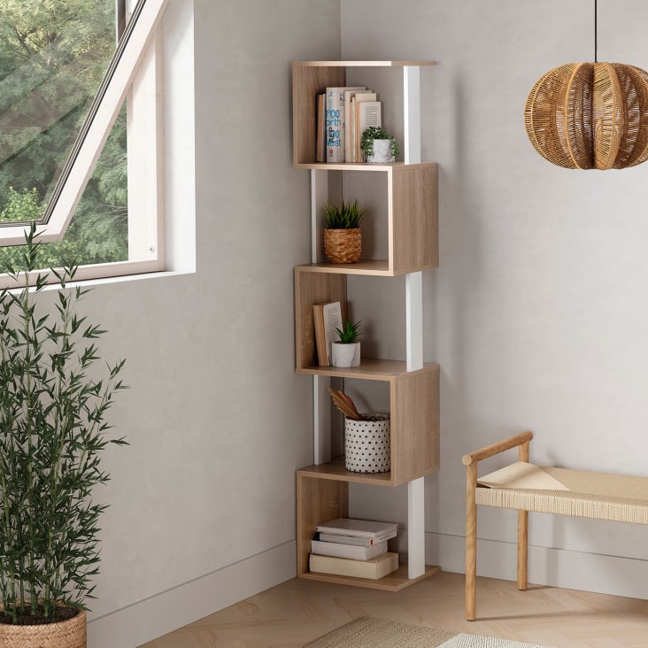 Etagère 5 trous couleur Chêne/Blanc MALDIVAS | Maisons du Monde