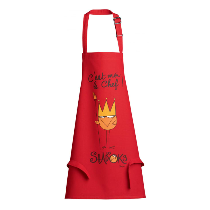 Tablier de cuisine enfant shadok roi chef en coton rouge 52 x 63 ...