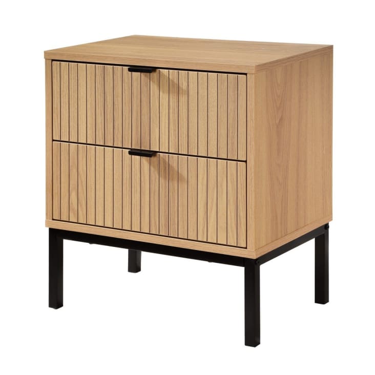 Mesa de noche 2 cajones efecto madera ranurada - h51cm Tara | Maisons du Monde