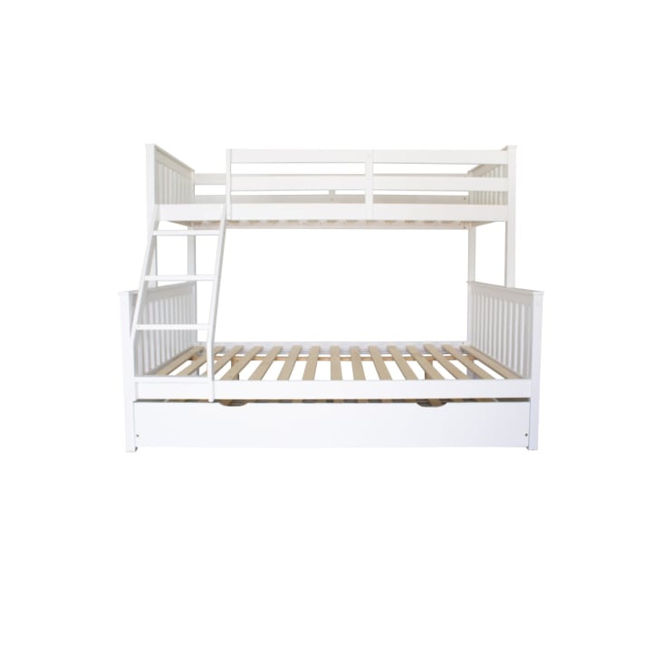 Litera triple + cama de arrastre blanco madera 135 cm Wendy | Maisons ...