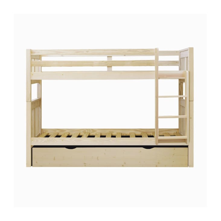 Etagenbett + Ausziehbett Holz weiß gewaschen 90x190cm Aventura ...