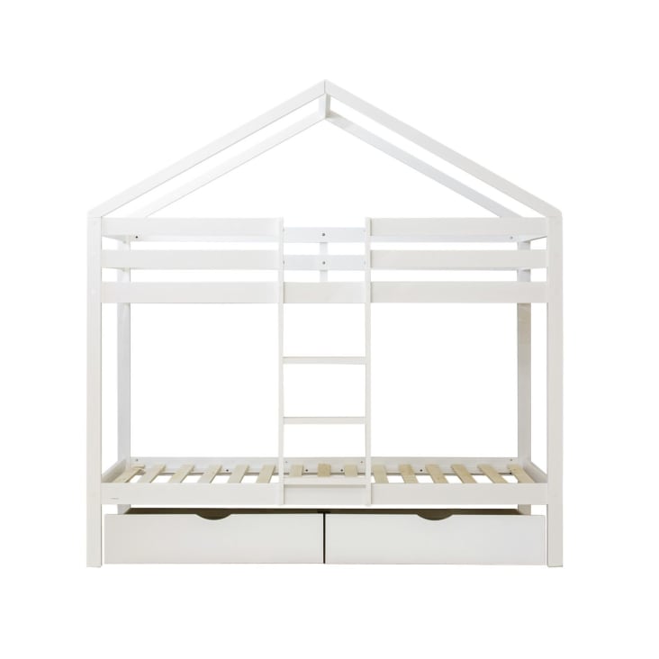 Letto a castello casetta + 2 cassetti legno bianco 90x190/90x190cm ...