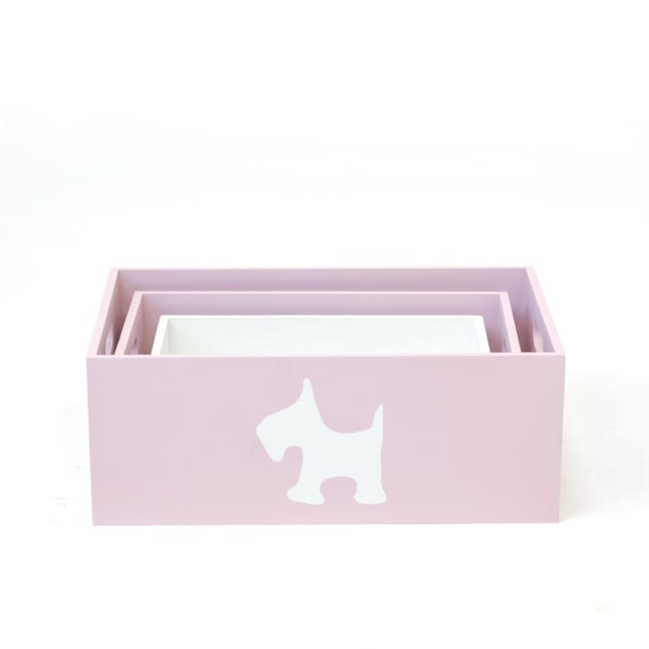 Set di 3 Scatole MDF rosa Dog | Maisons du Monde