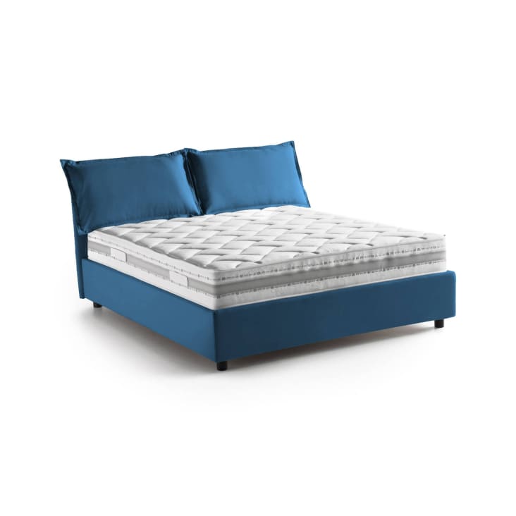 Lit double en tissu bleu 225x175h95 cm Amelinda | Maisons du Monde